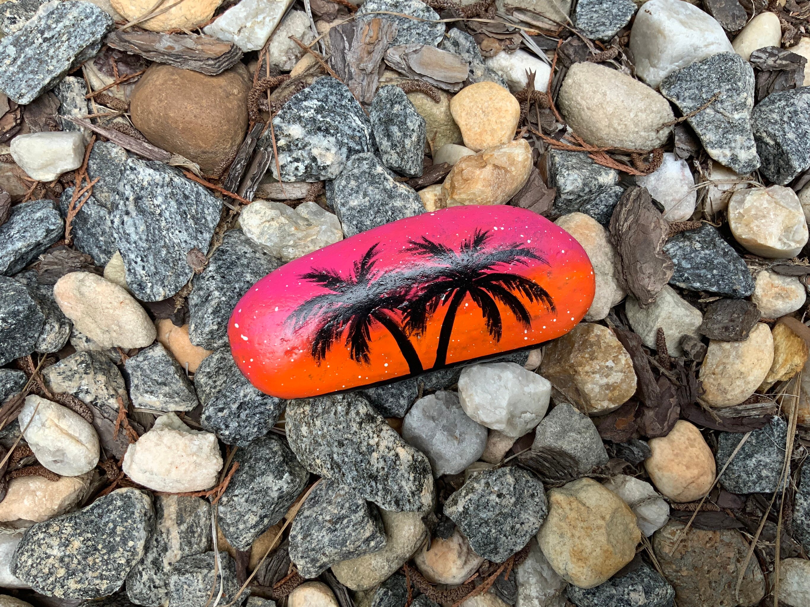 Palm Trees Handpainted Rock - Etsy Denmark