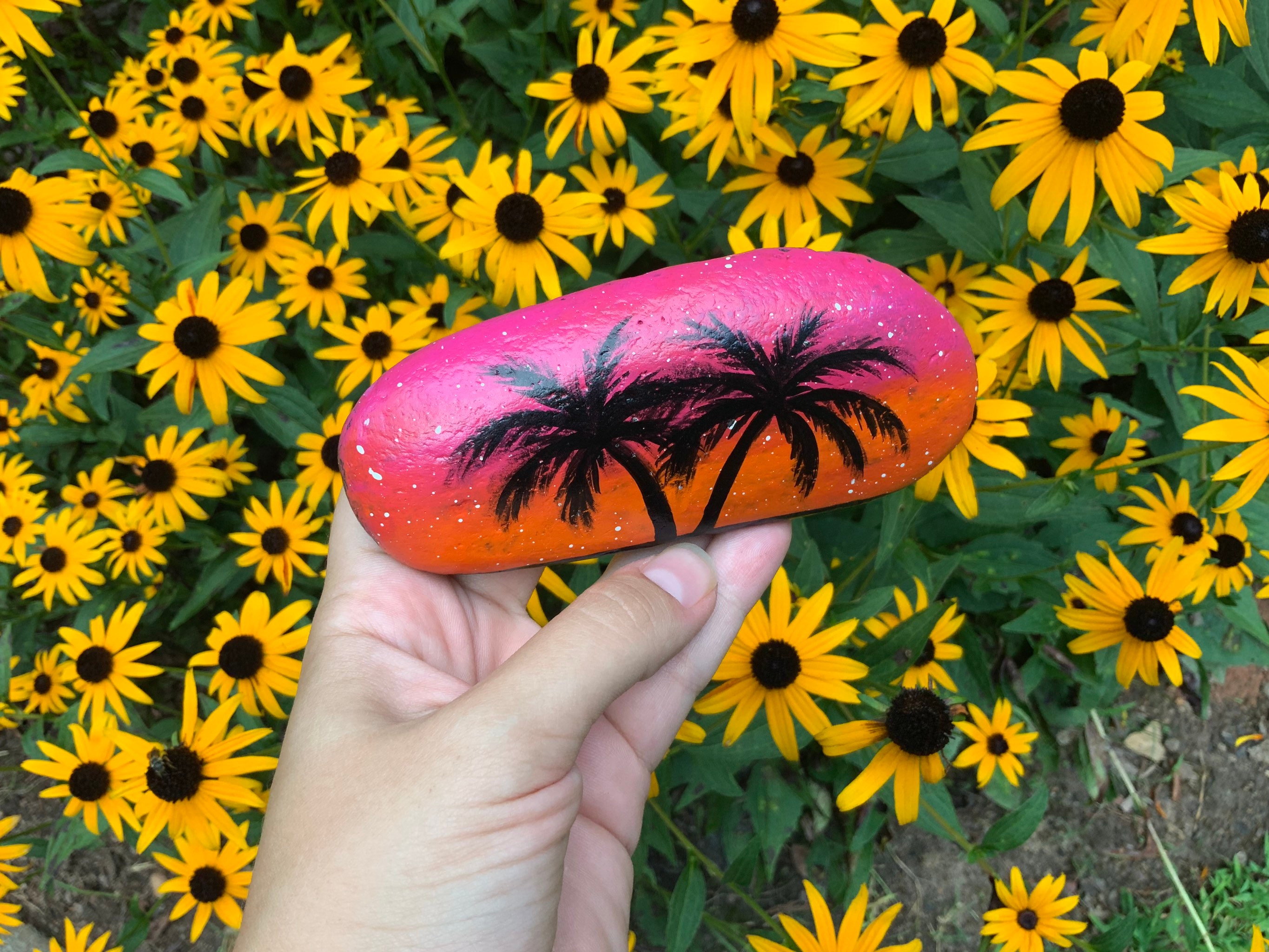 Palm Trees Handpainted Rock - Etsy Denmark