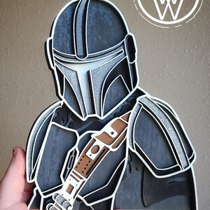 Wooden Layered Mandalorian Wall Decor- Star Space Wars Bounty Hunter ...