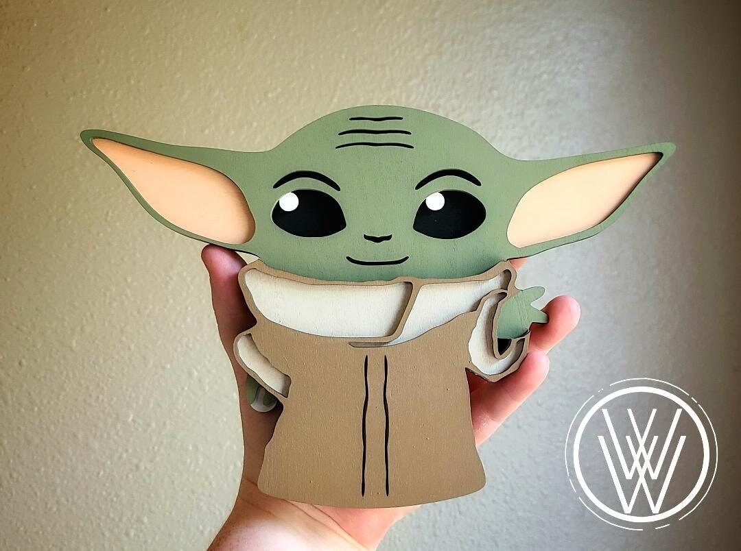 Wooden Layered Grogu- Baby Yoda Decor/ Mandalorian Design/ Star Wars ...