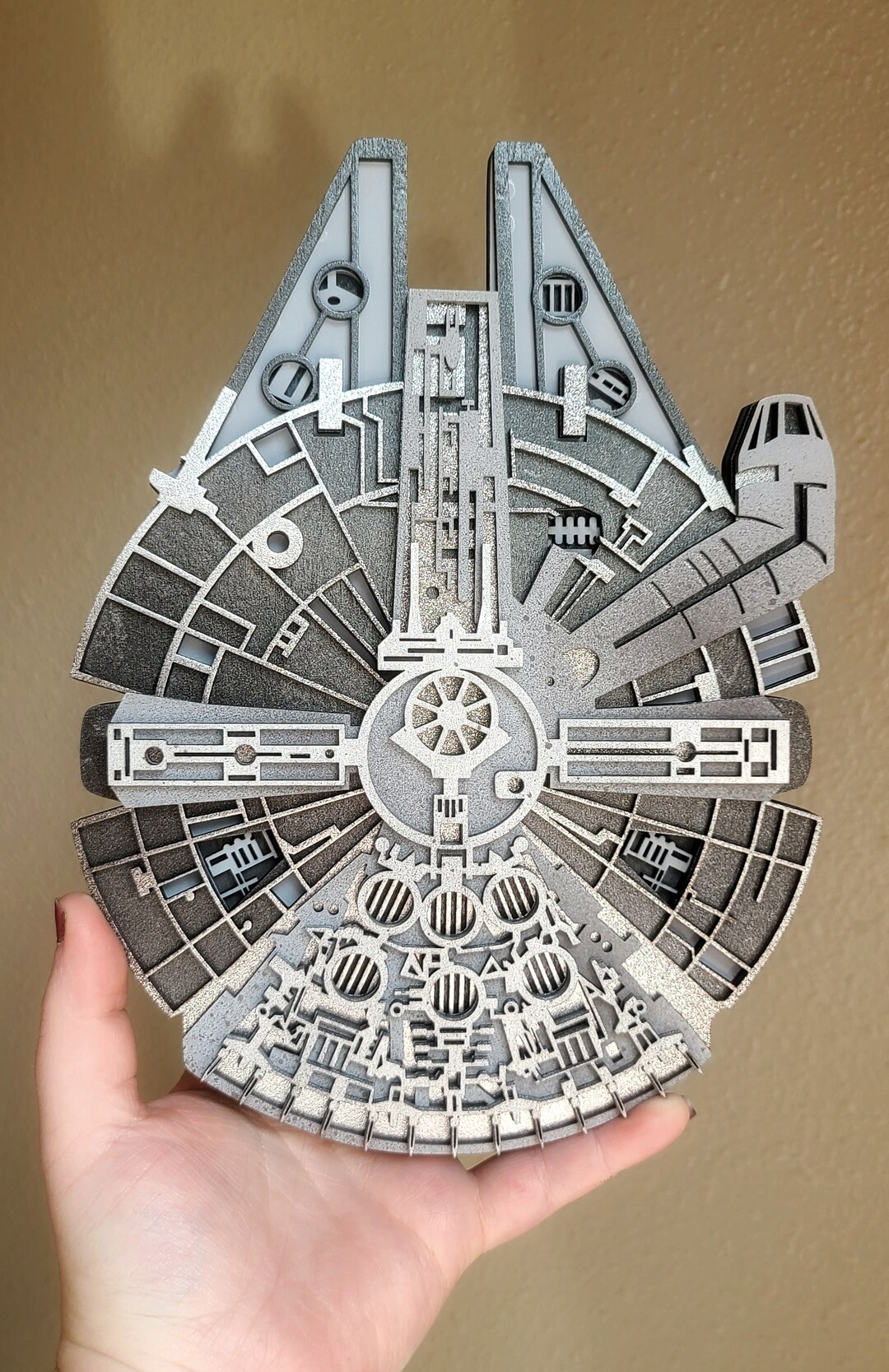 Wooden Layered Millennium Falcon- Star Space Wars Wall Decor/ Smuggler ...