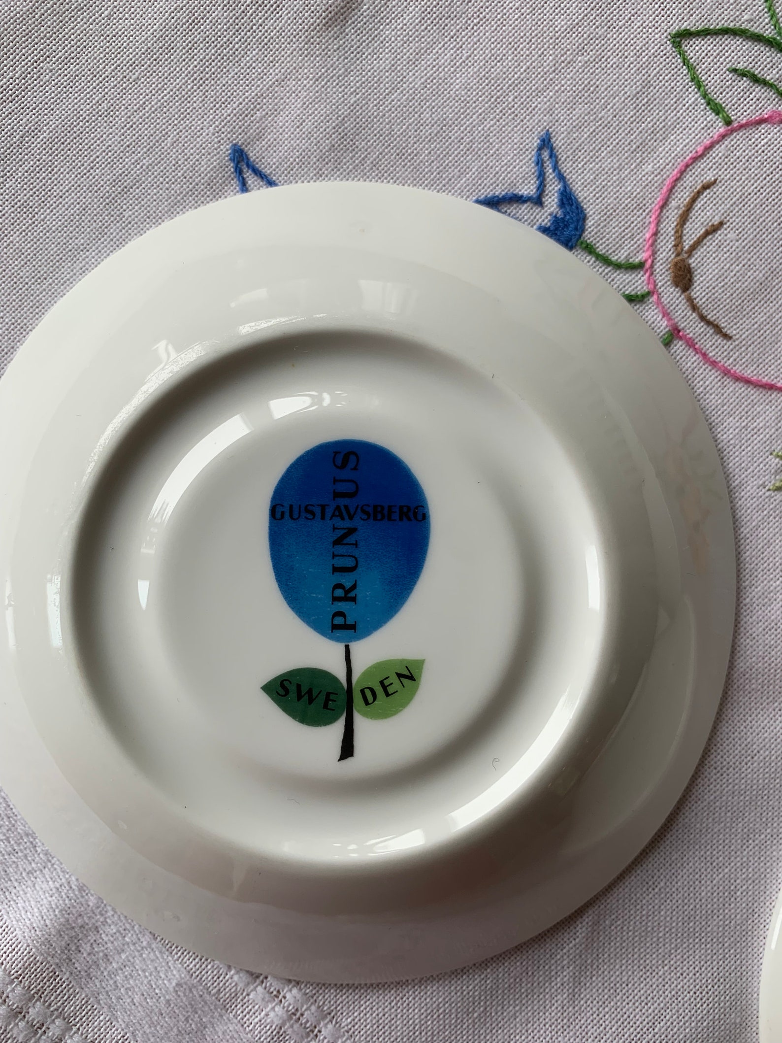 Vintage, Gustavsberg "prunus" Nine (9) Saucers 12 Cm/5"/designed by ...