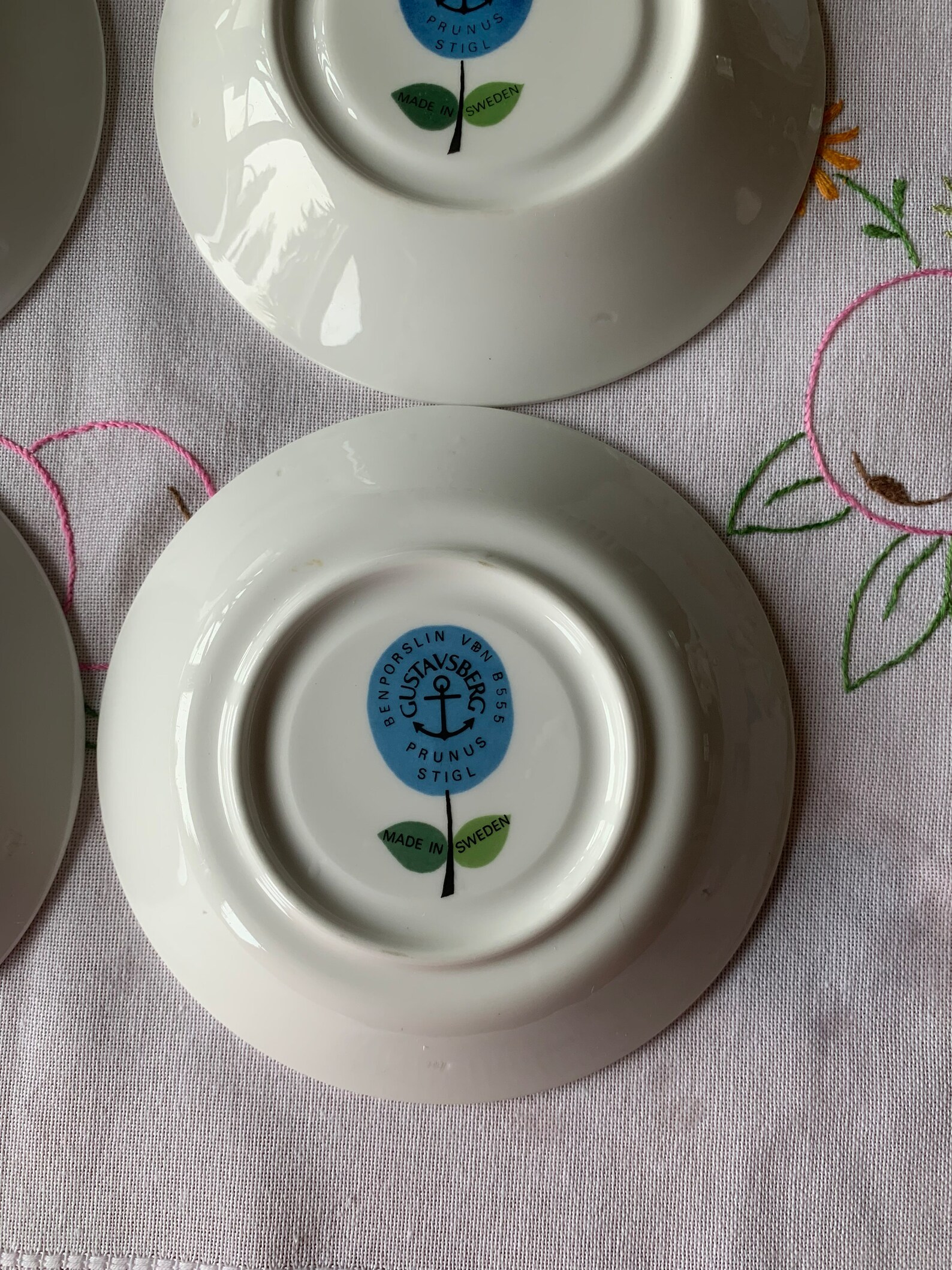 Vintage, Gustavsberg "prunus" Nine (9) Saucers 12 Cm/5"/designed by ...