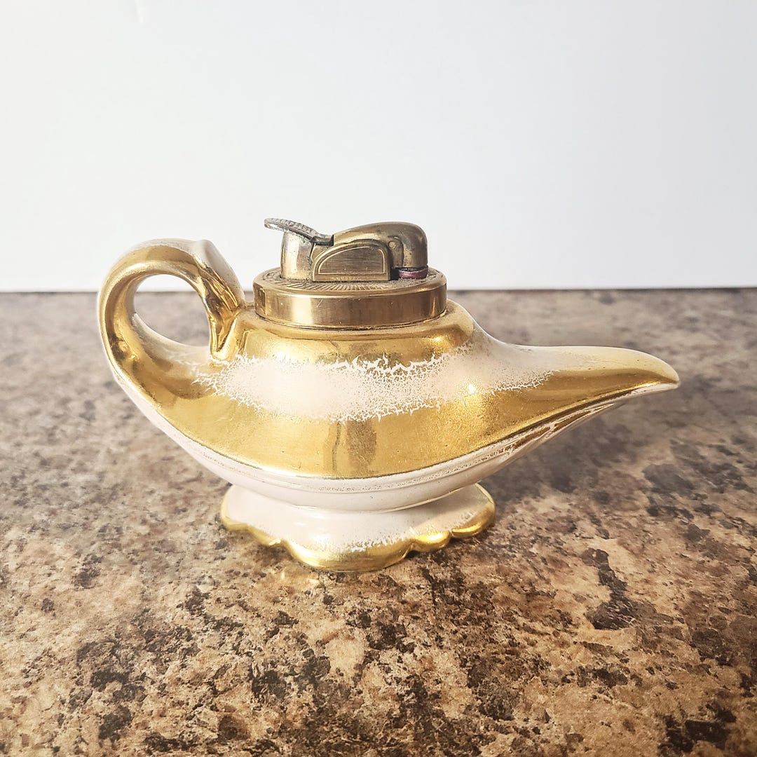 Vintage Evans Porcelain 1950s Table Lighter, White With Gold Gilt ...