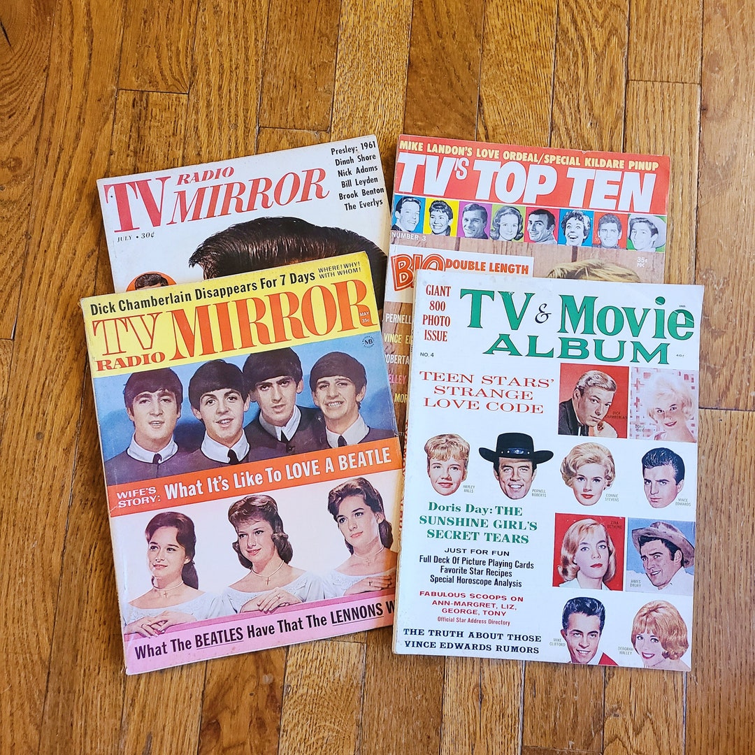 Four 1960s TV Movie & Radio Magazines, Gossip Photo Mags, Early Beatles ...
