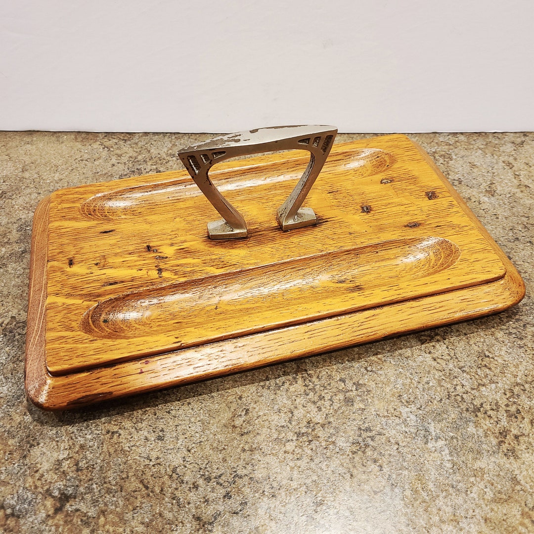 Antique Wooden Oak Ink Pot Stand With Two Pen Holders and Carry Handle ...