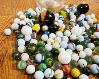Lot of 87 Vintage Glass Marbles Confetti Speckled Stardust Marbles ...