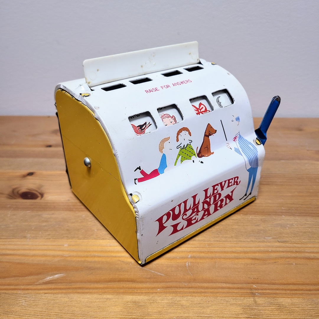 Vintage 1968 Marx 'pull Lever and Learn' Tin Toy, Educational Lever Toy ...
