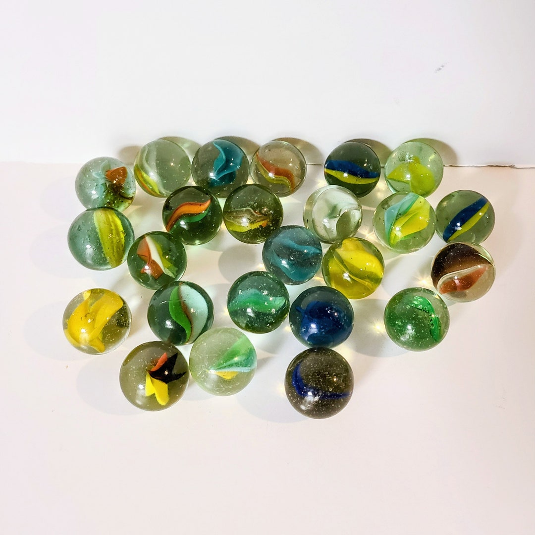 Large Cat-eye Glass Marbles, 25 Different Vintage Large 1-inch Shooter ...