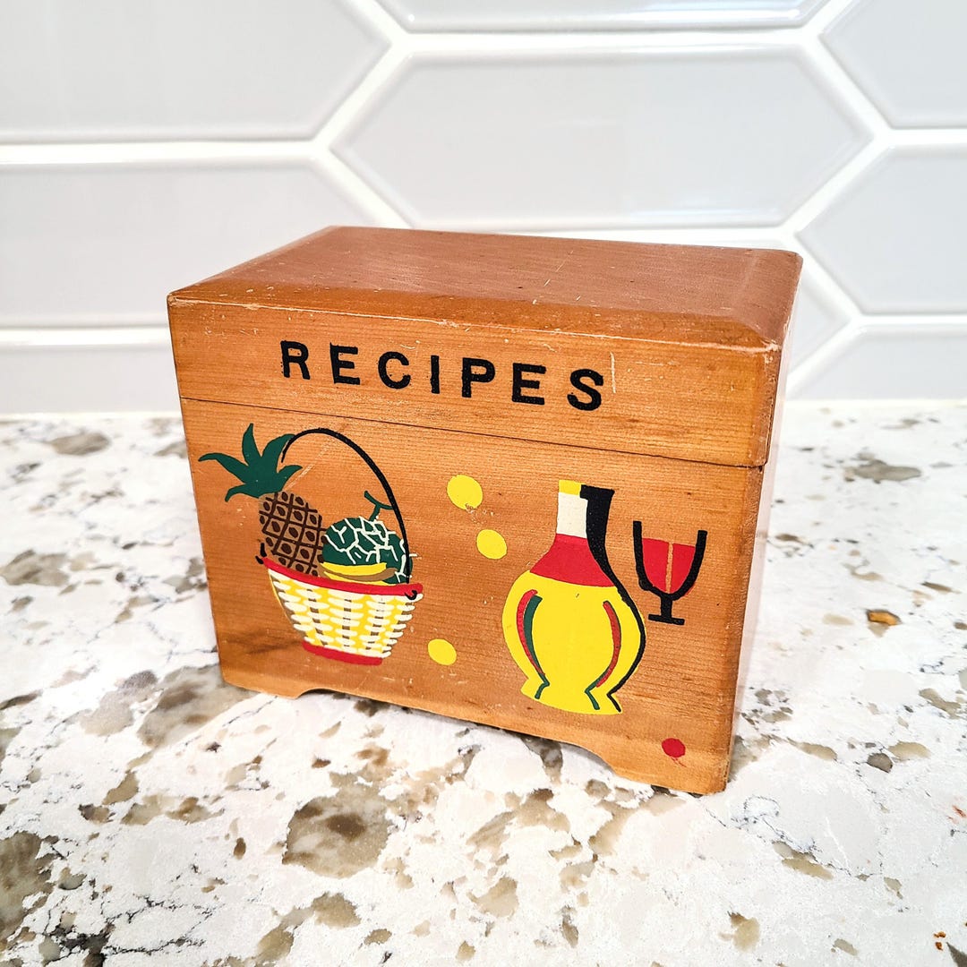 1950s Wood Recipe Box, Made in Japan, Oak Recipe Box 5 X 3, With ...
