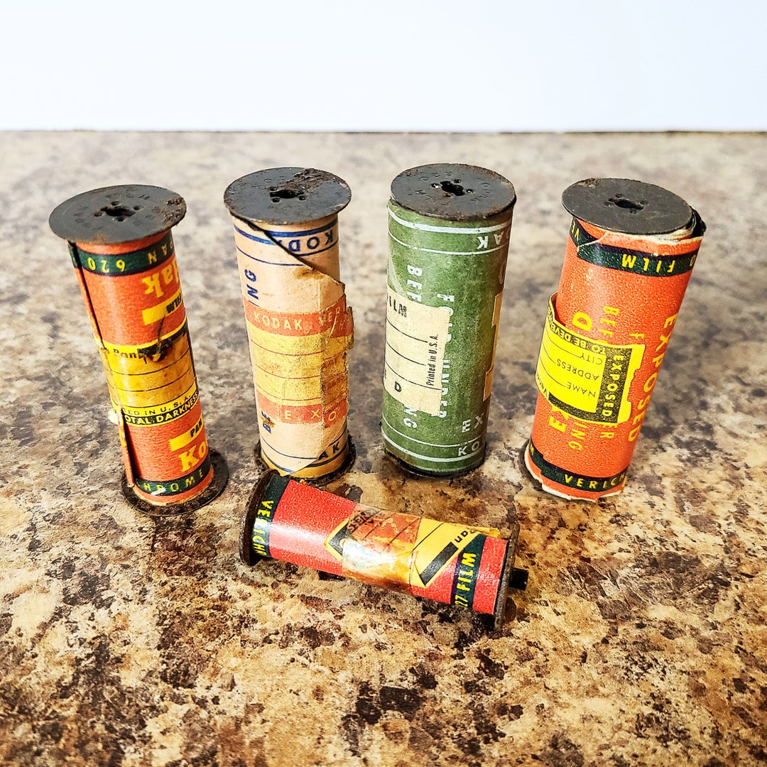Five Vintage Kodak Film Rolls, Developed, With Film Still Attached, 620 ...