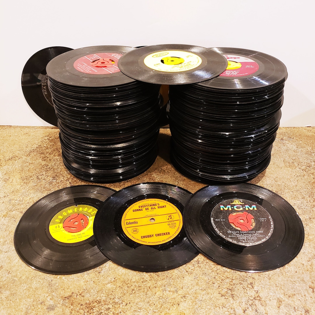 Lot of 20 Vintage '45 RPM' Vinyl Records, No Sleeves, 1960s-80s, Bulk ...