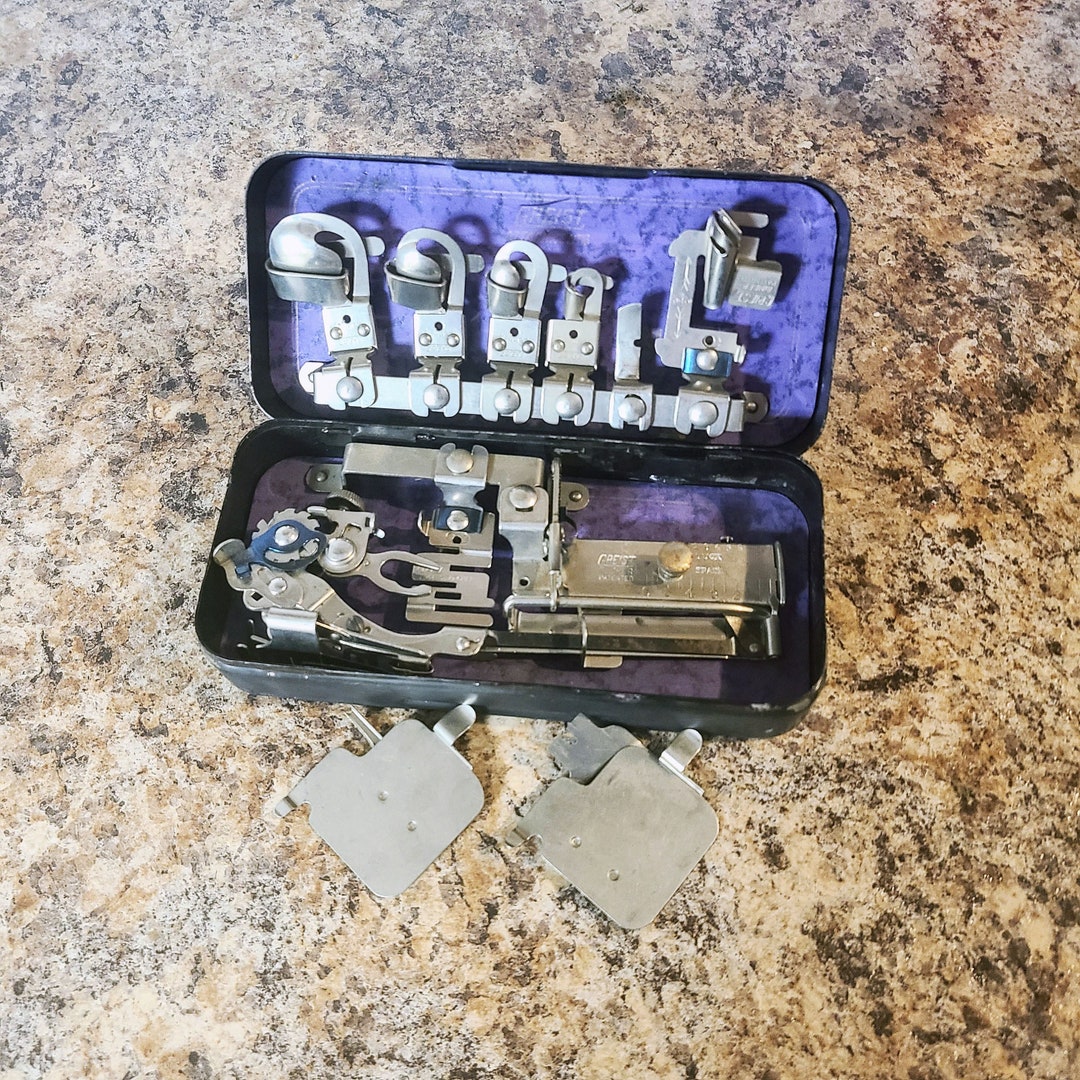 Antique Rotary Greist Sewing Machine Attachments in Tin Box, Circa 1910 ...