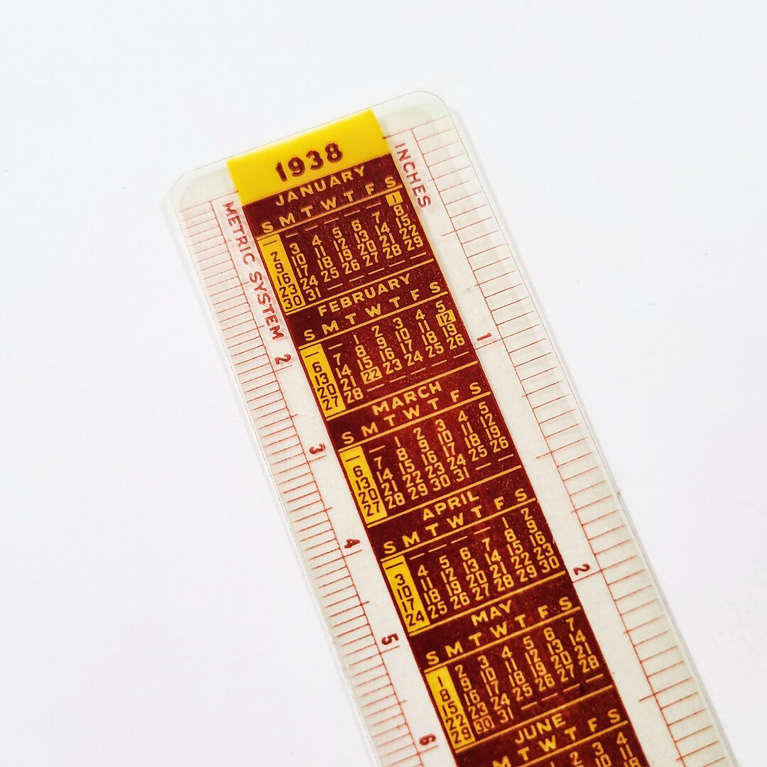 Rare 1938 Shell Oil Calendar Ruler, Imperial & Metric, 6 Inches Long - Etsy