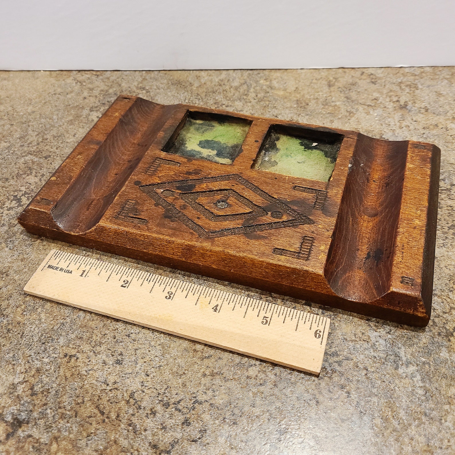 Antique Wooden Table Ink Pot Stand With Pen Holders Wood - Etsy UK