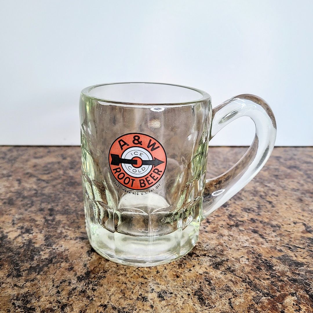 Vintage A&W Root Beer Mug, Arrow and Bullseye Logo, Heavy Glass 1960s ...