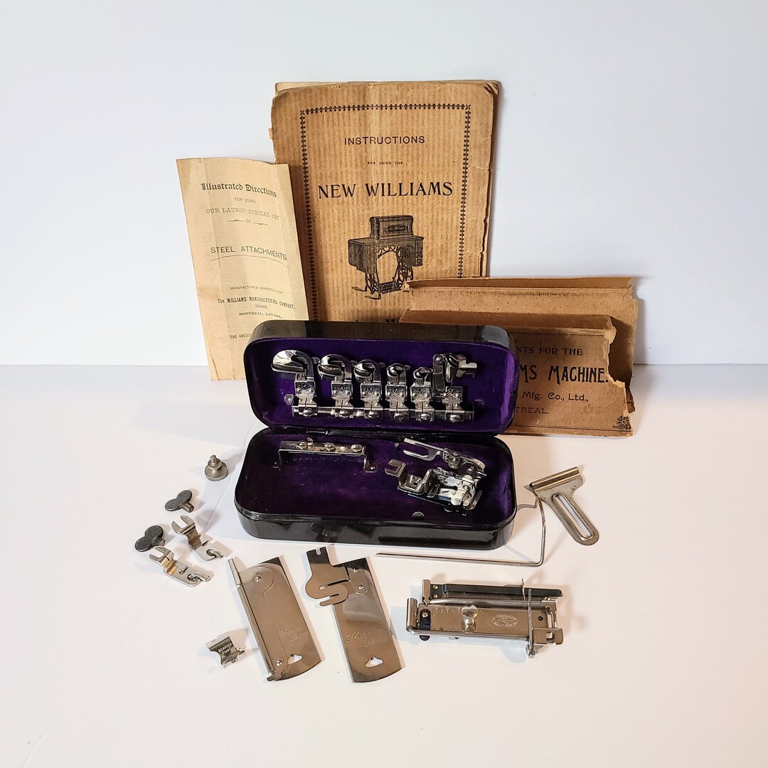 Antique 'new Williams' Sewing Machine Attachments in Tin Box, Parts ...