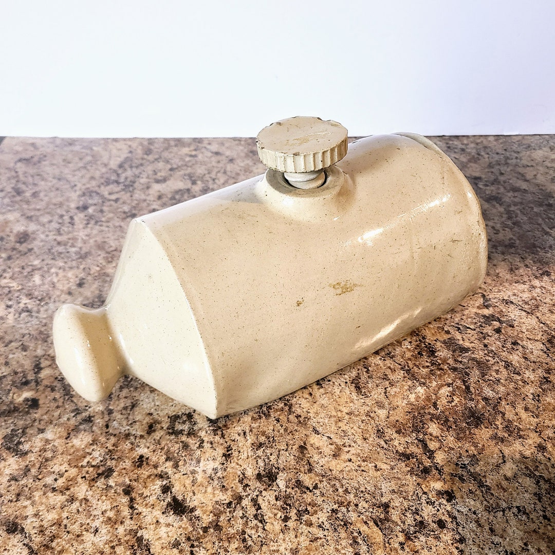 Antique Ceramic Stoneware Bed Warmer, With Original Threaded Ceramic ...