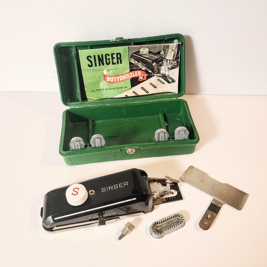 1948 Vintage SINGER Buttonholer 160506, Complete Set With Green Box and ...