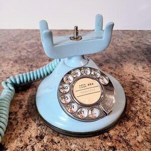 Blue Rotary Telephone, Vintage Automatic Electric Type 1A Desktop ...