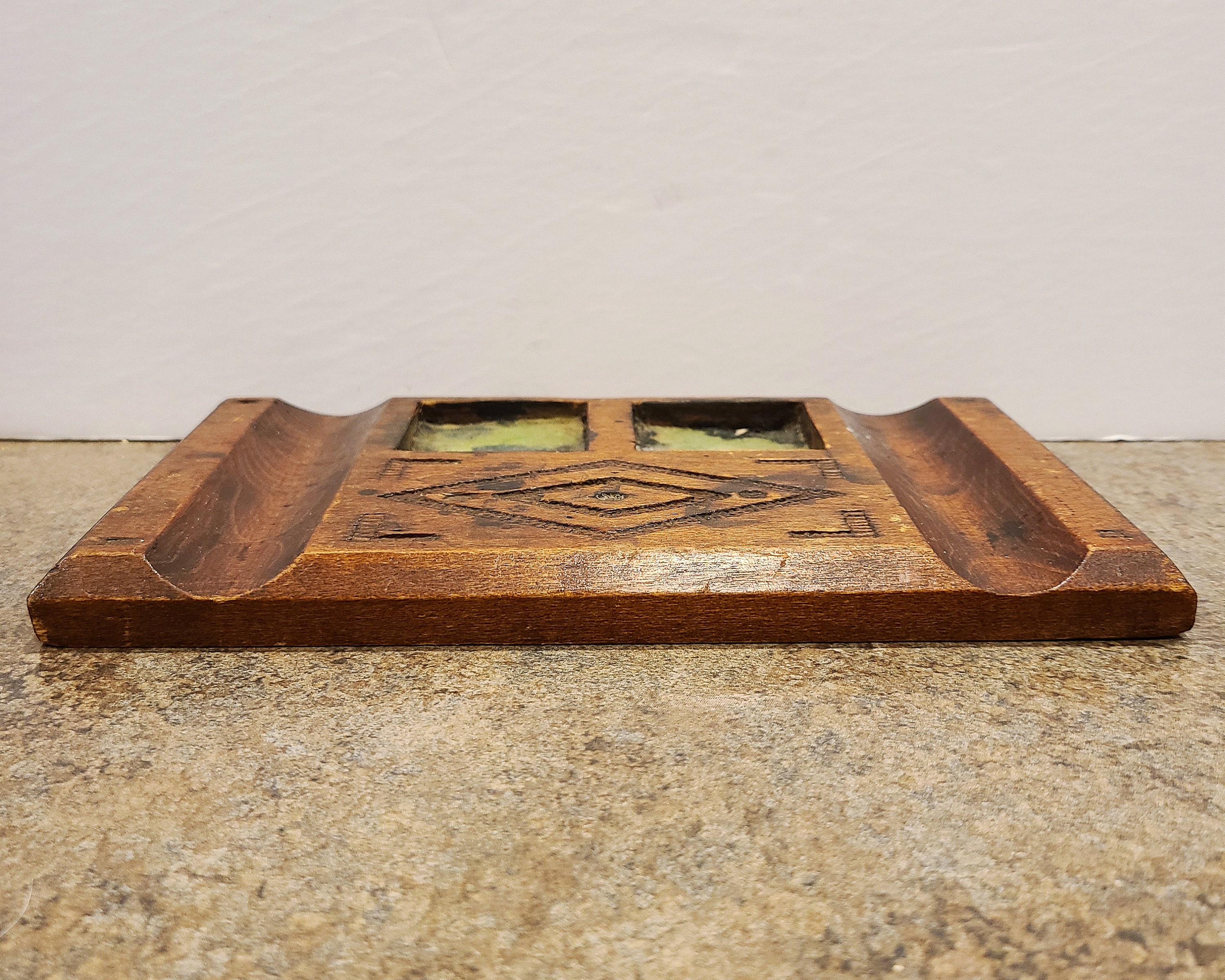 Antique Wooden Table Ink Pot Stand With Pen Holders Wood - Etsy UK