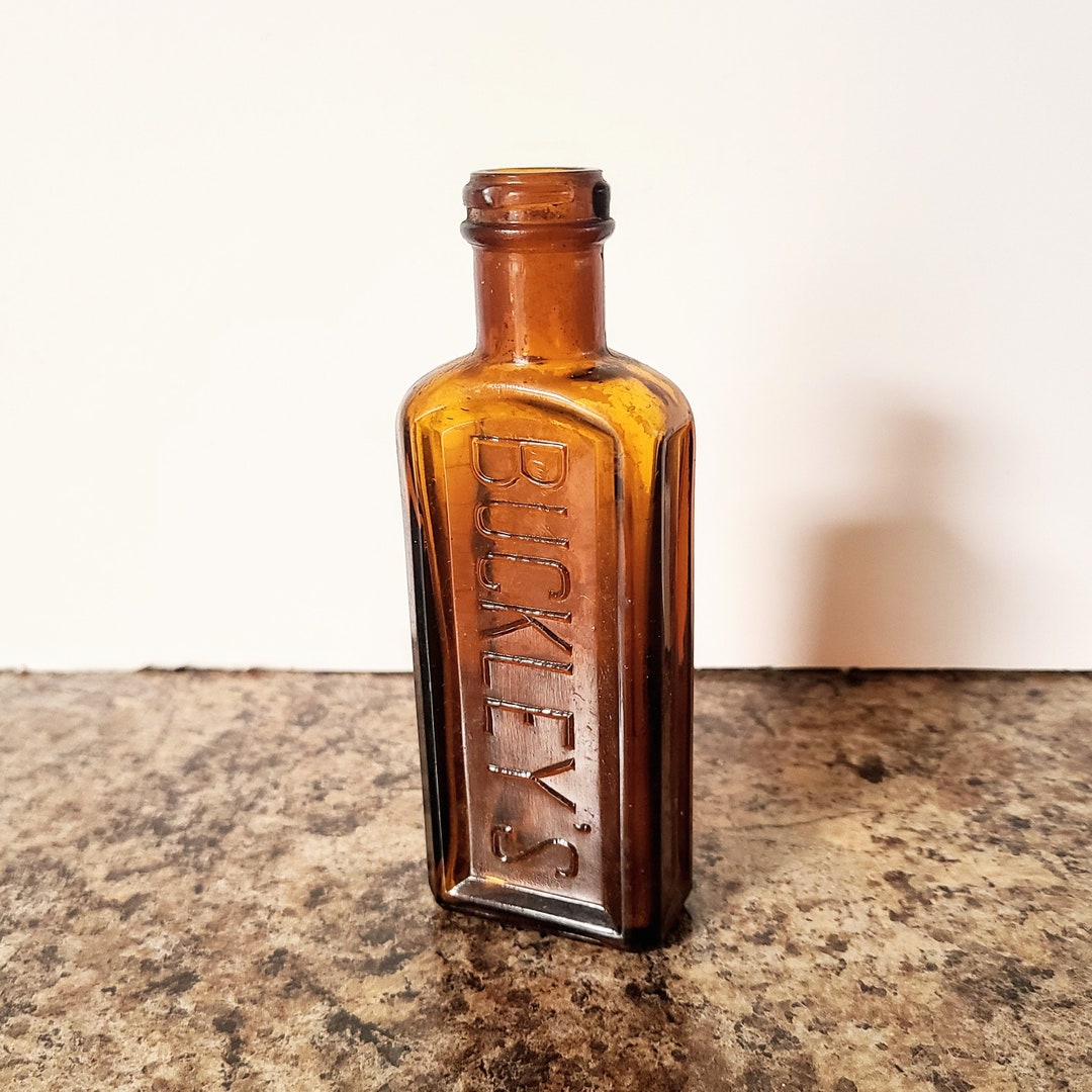 Vintage Buckley's Brown Glass Cough Syrup Bottle, Dominion Glass Canada ...