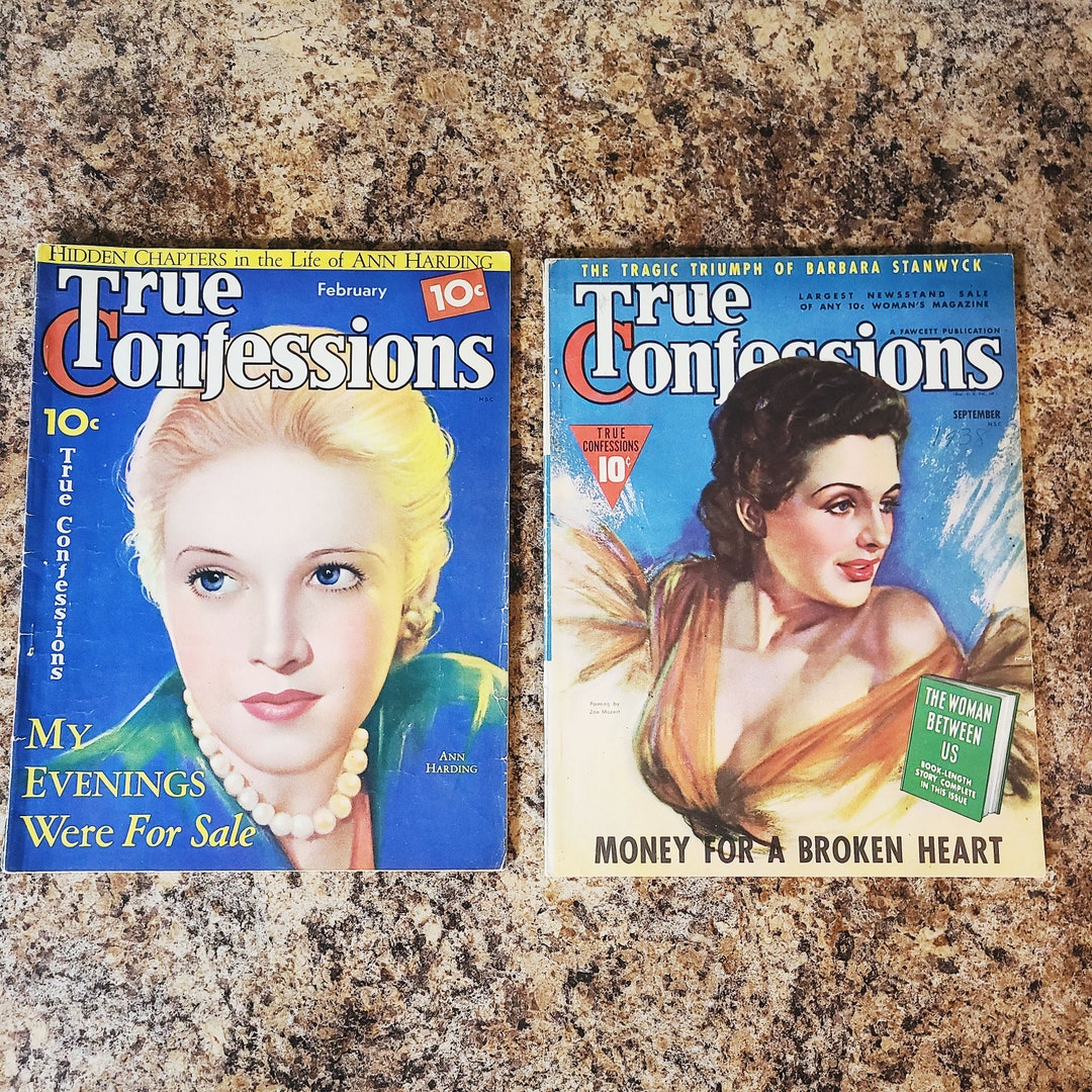 Pair of 1930s 'true Confessions' Magazines, Ladies Gossip Fashion Mags ...