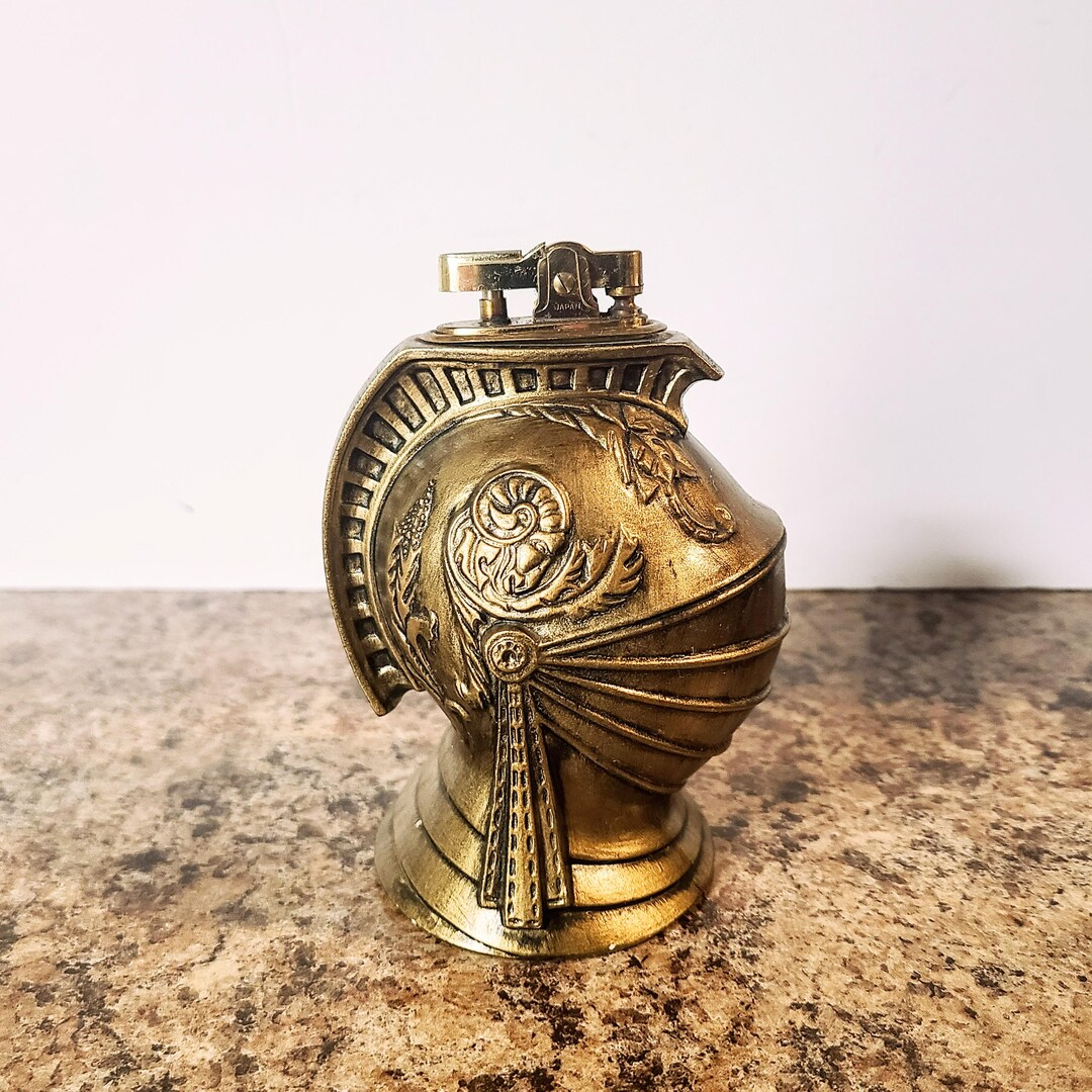 Vintage Ceramic Knight's Helmet Table Lighter, Made in Japan, Working ...