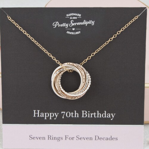 70th Birthday Gift for Mom 7 Rings Necklace 7th Anniversary - Etsy