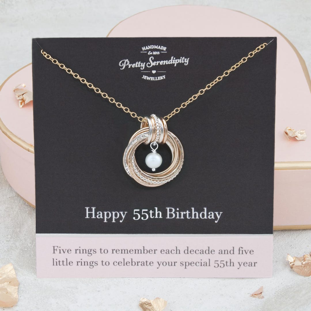 55th Birthday Birthstone Necklace - 55th Birthday Gift for Her - Silver ...