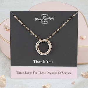 3 Rings for 3 Decades of Service Necklace - Female Employee Gifts - 30 ...