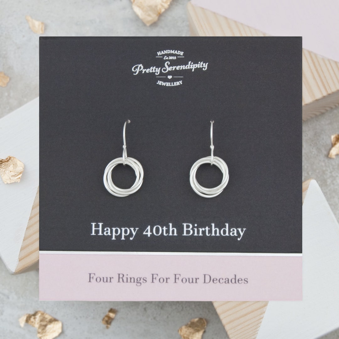 40th Birthday Earrings - 40th Birthday Gift - 4 Rings for 4 Decades ...