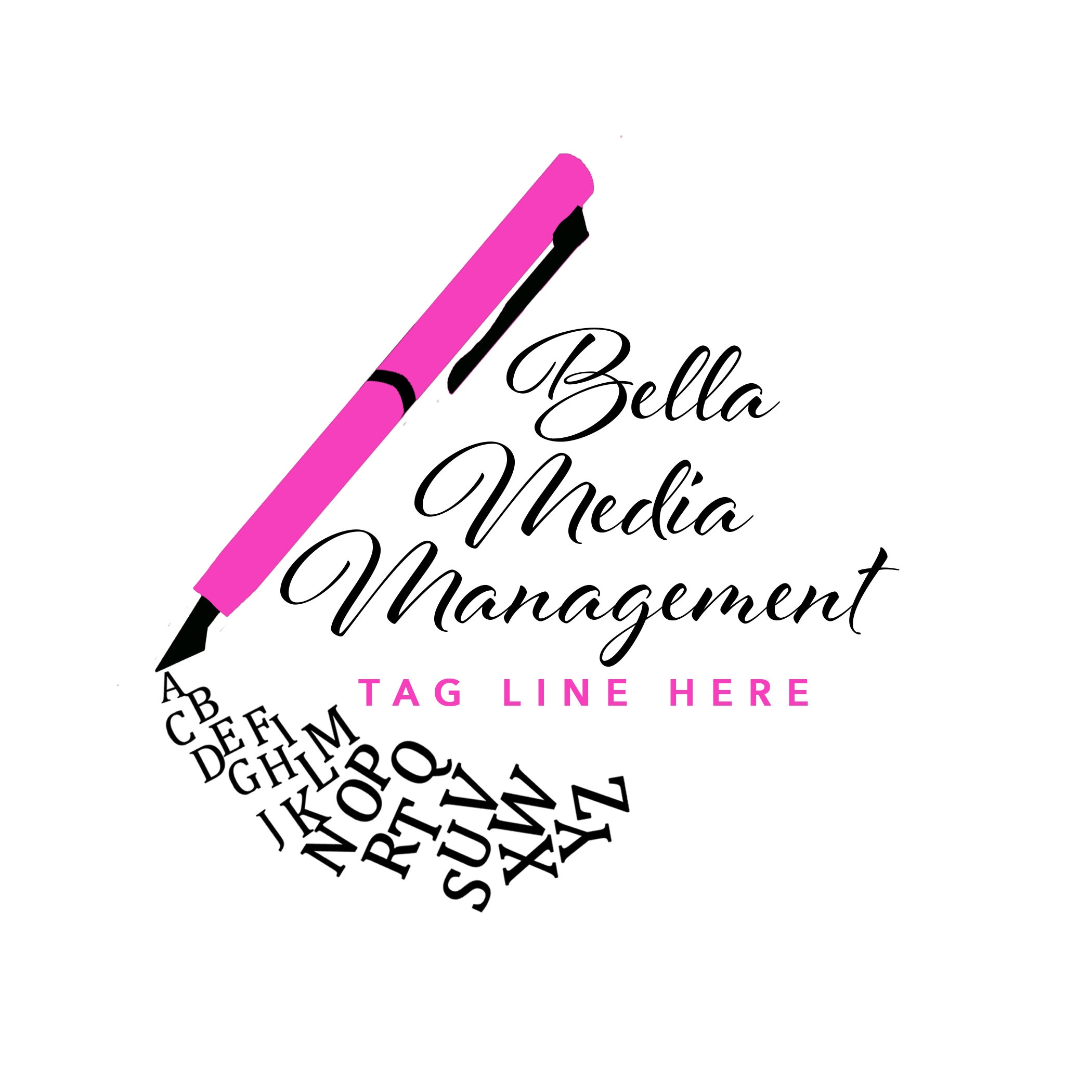 Hot Pink Pen With Letters Premade Logo Design - Author Logo - Writer ...