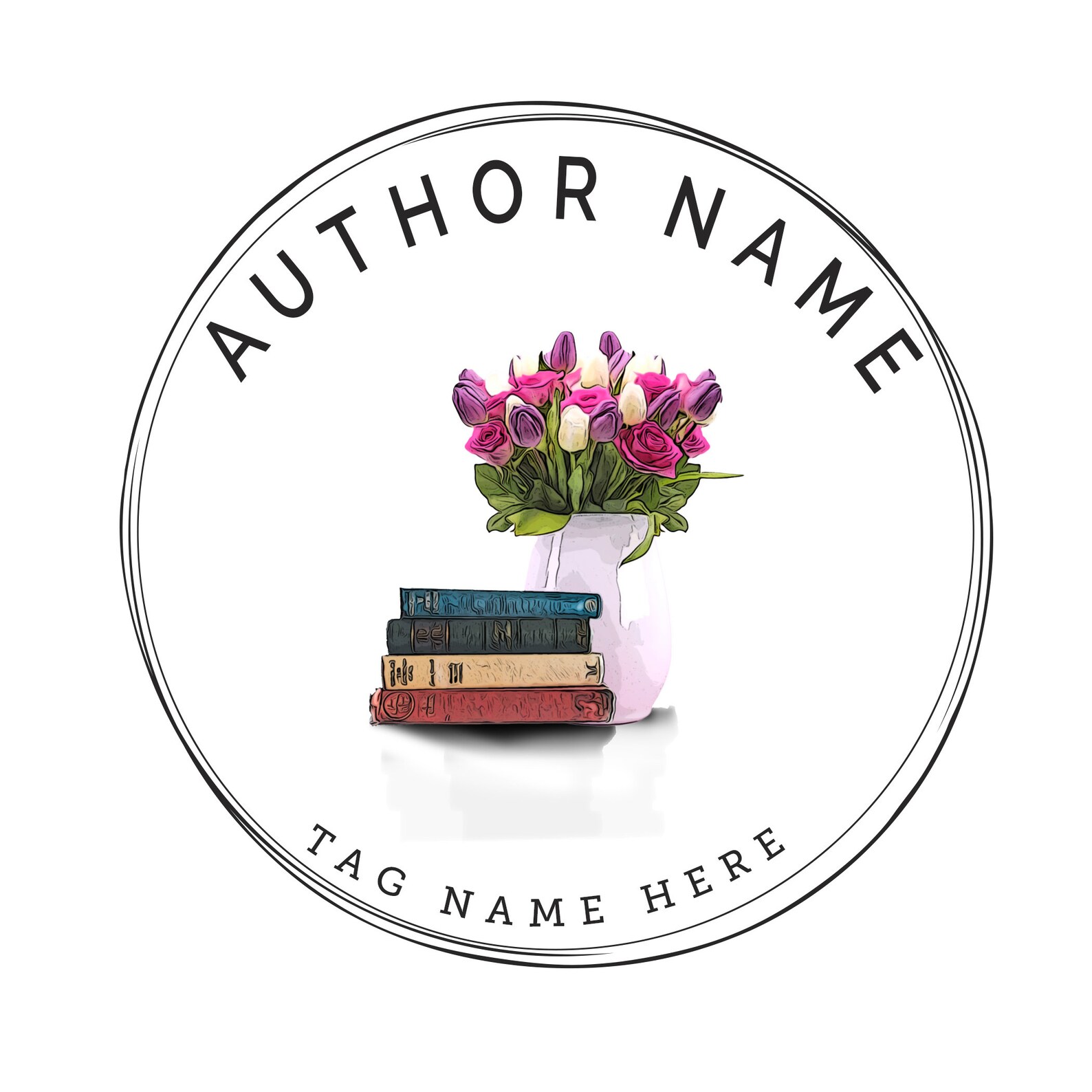 Flowers With Books Premade Logo Design - Author Logo - Writer Logo ...