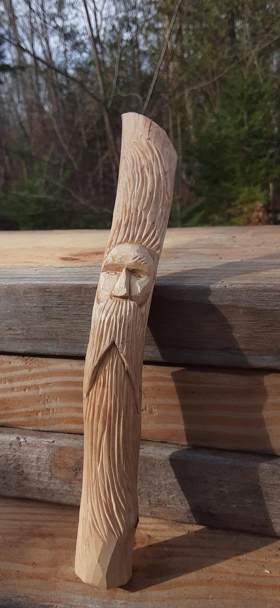 Hand Carved Wood Spirit | Rustic Folk Art Old Man of the Woods ...