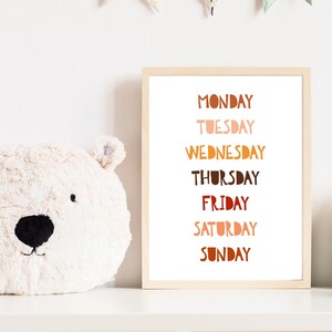 Boho Kids Days of Week Instant Download - Scandinavian Kid's Room ...