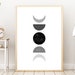 Grayscale Moon Phases Printable Art, Black Lunar Instant Download, Moon ...