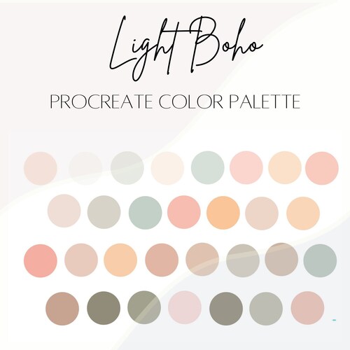 Light Boho Procreate Color Palette 30 Color Swatches Ipad - Etsy