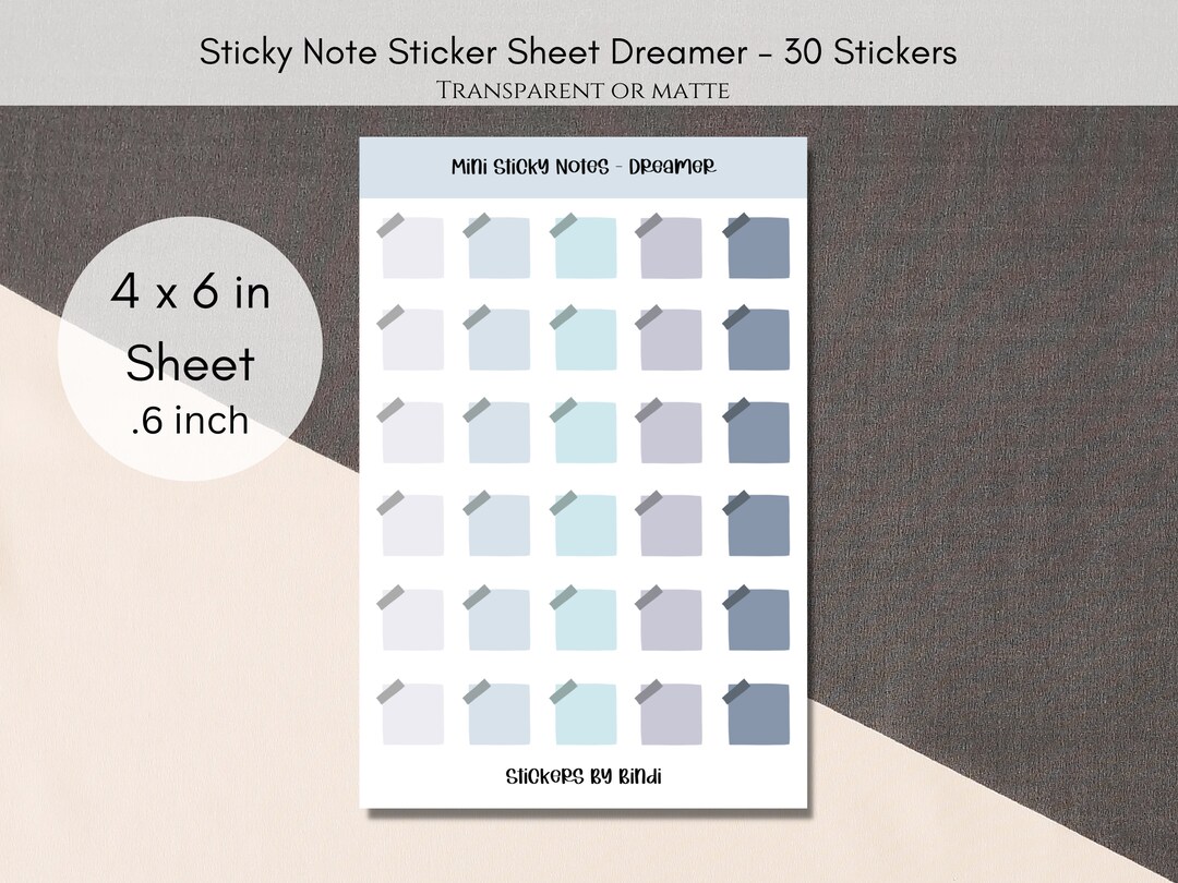 Small Sticky Note Stickers Dreamer .6 Inch Planner Stickers Cute ...