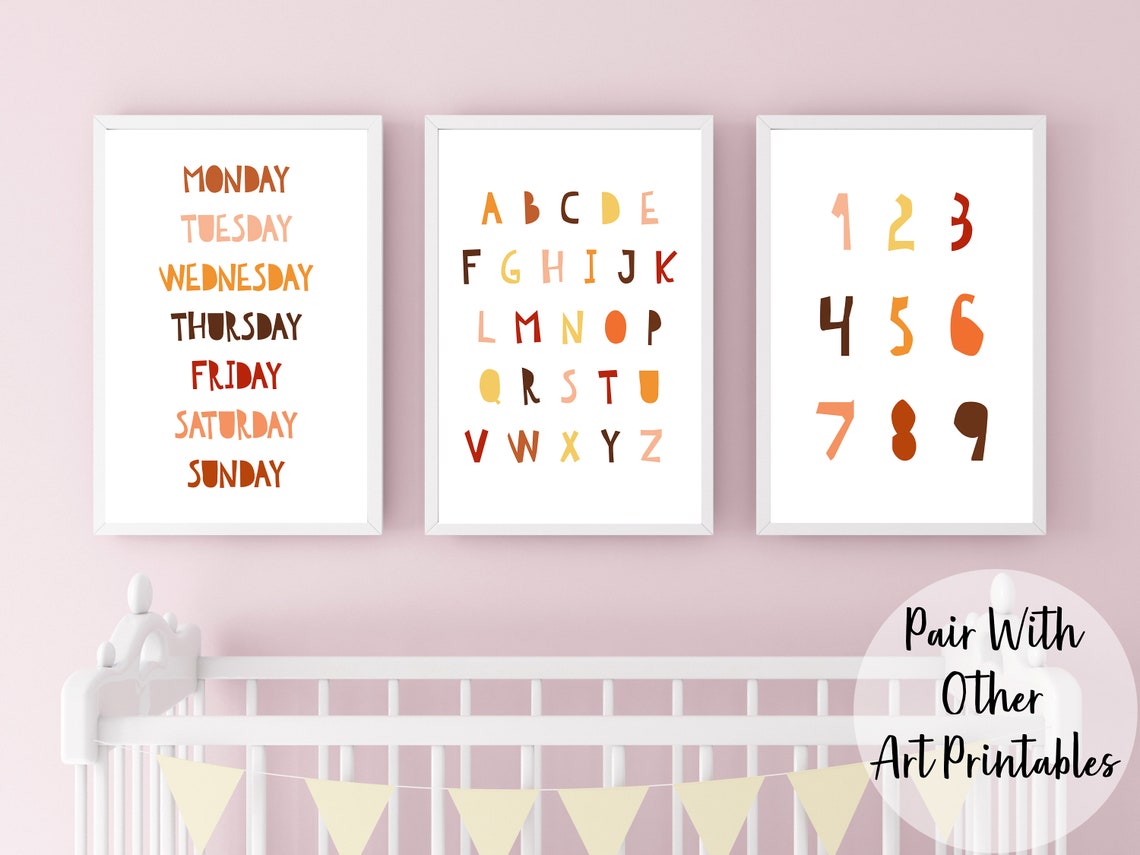 Boho Kids Days of Week Instant Download Scandinavian | Etsy