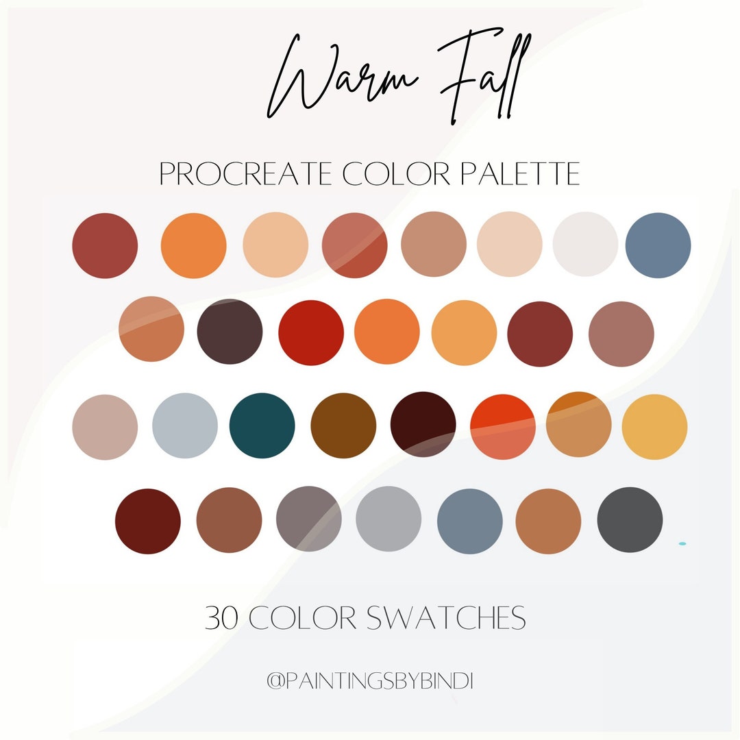Warm Fall Procreate Color Palette 30 Color Swatches iPad Illustration ...
