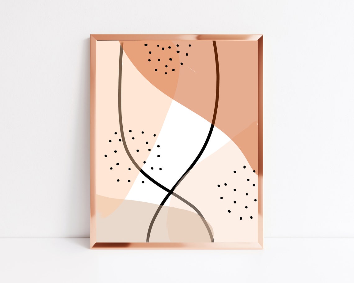 Abstract Boho Lines and Dots Printable Art Neutral Colors | Etsy