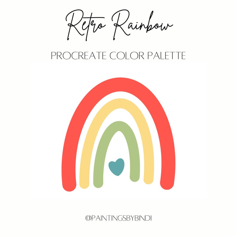 Retro Rainbow Procreate Color Palette 30 color swatches | Etsy