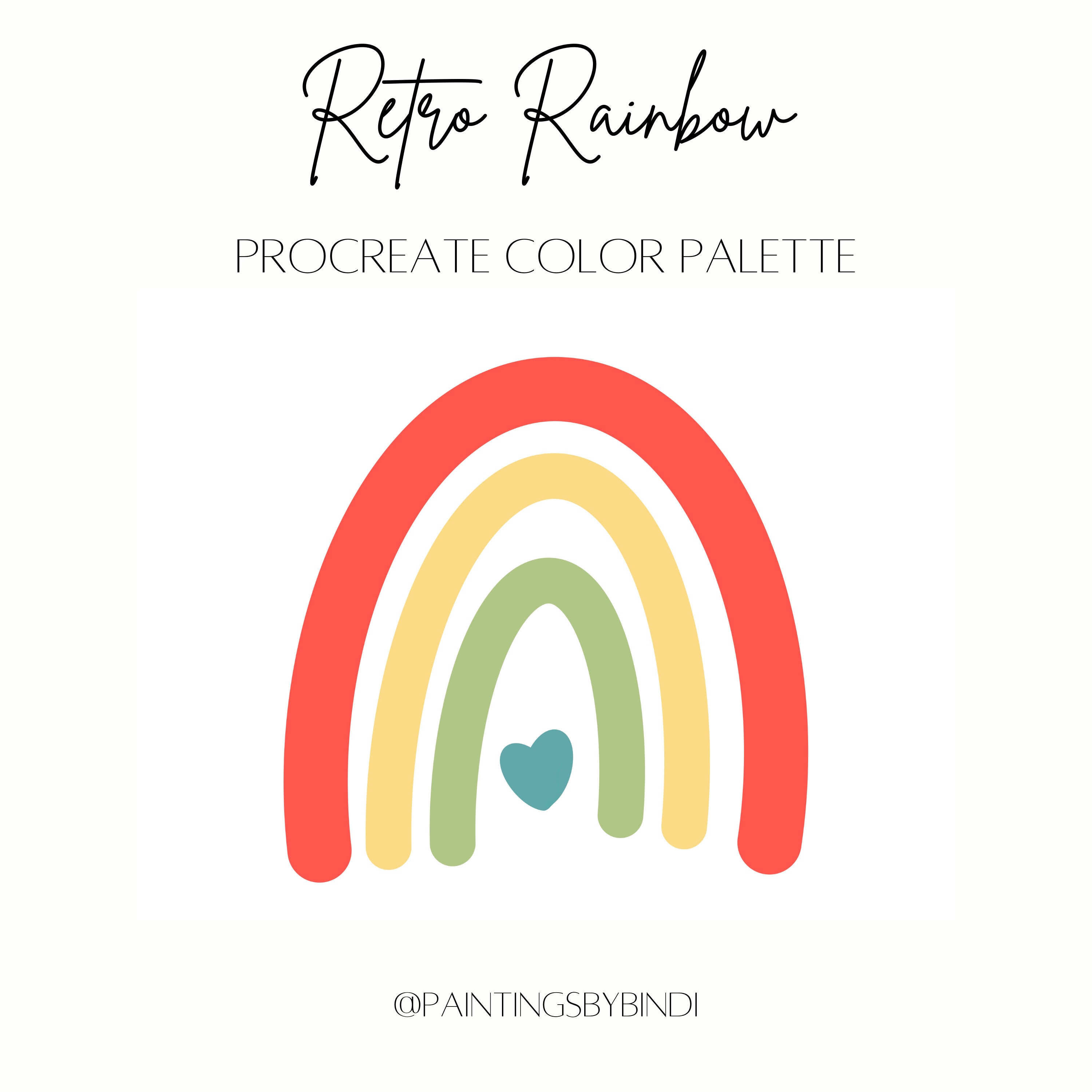 Retro Rainbow Procreate Color Palette 30 Color Swatches - Etsy