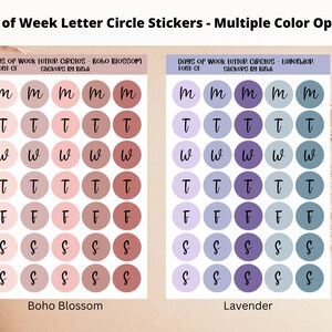 Large Days of Week Letter Circle Stickers - Multiple Colors | .6 in ...