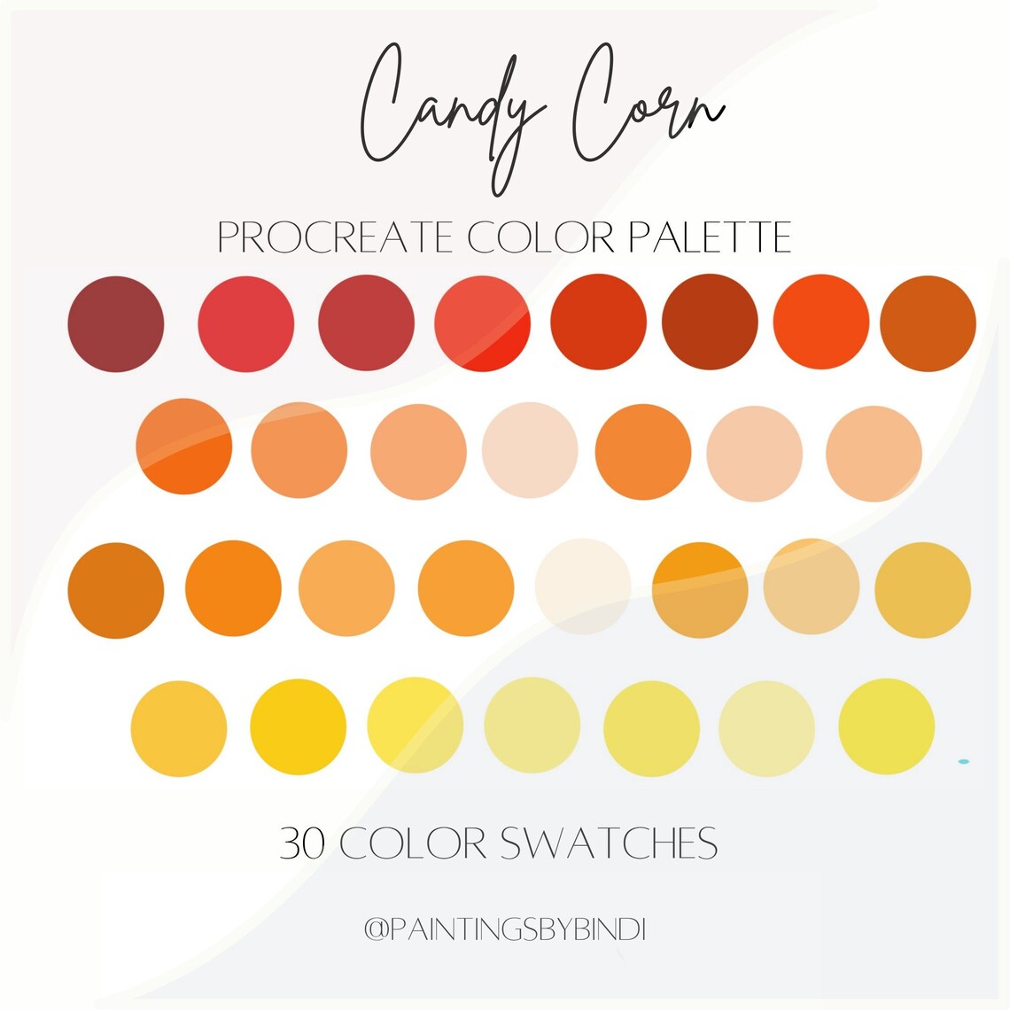 Candy Corn Procreate Color Palette 30 Color Swatches Ipad | Etsy