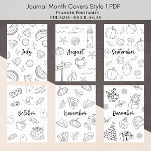 12 Month Journal Cover Page Printable | US Letter, A4 and A5 Size ...