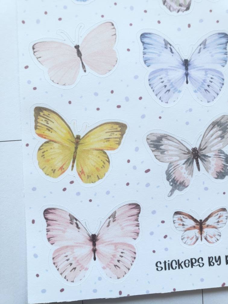 Butterfly Sticker Sheet Floral Planner Stickers Assorted - Etsy