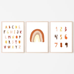 Boho Kids Nursery Set of 3 Instant Download - Kids Alphabet Numbers ...