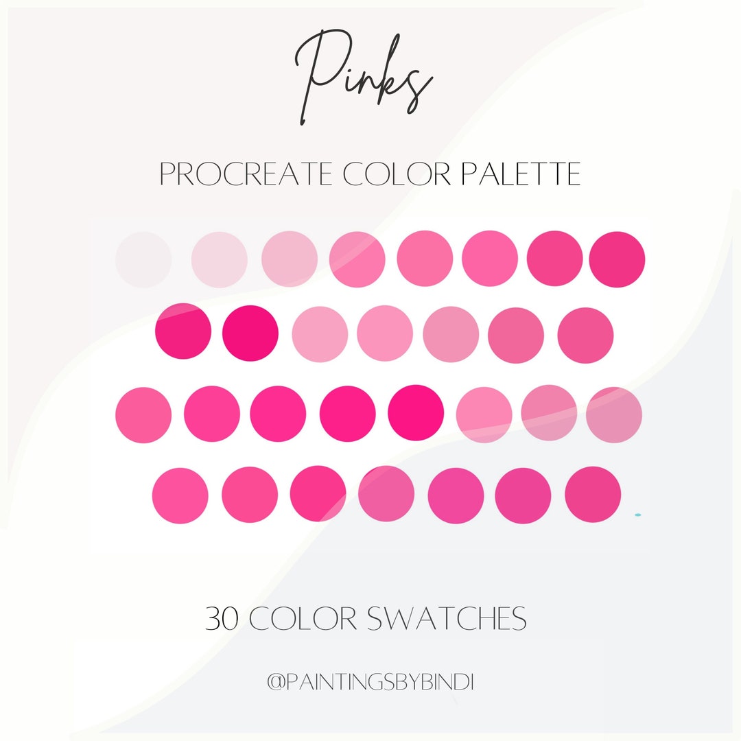 Pink Procreate Color Palette | 30 Color Swatches | iPad Illustration ...